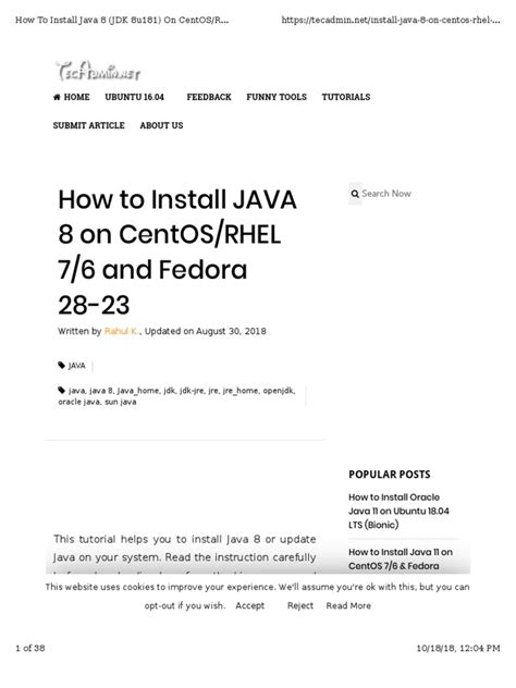 How To Install Java 8 On Centosrhel 76 And Fedora 28 23 Pdf Java