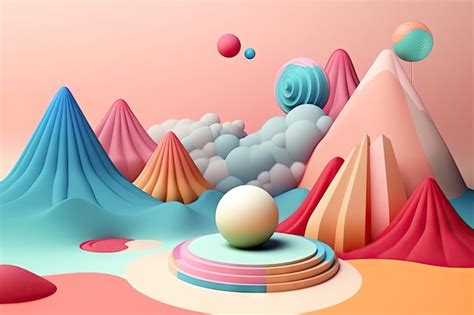 Premium AI Image | Surreal float landscape with abstract and colorful shapes