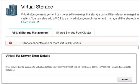 Hmc Enhanced Gui Error Occurred While Querying For Virtualmediarepository From Vios Unable