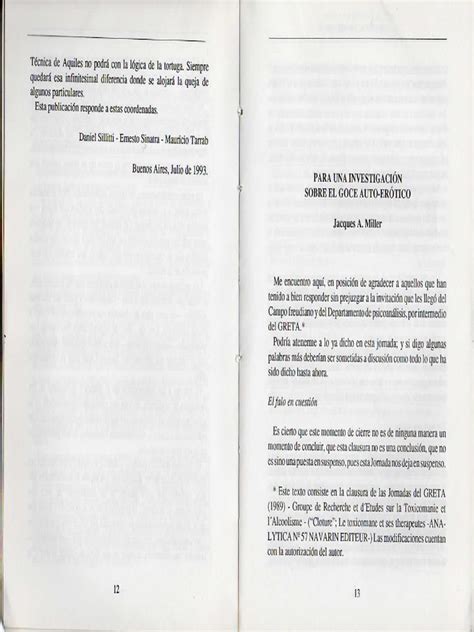 Miller J A Para Una Investigación Sobre El Goce Autoerótico Pdf
