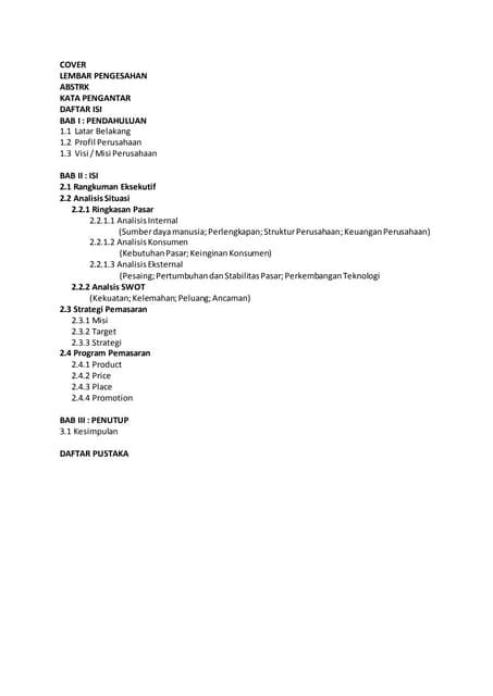 Outline Marketing Plan Pdf