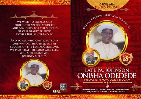 Burial Program Cover For Anniversary Invitations