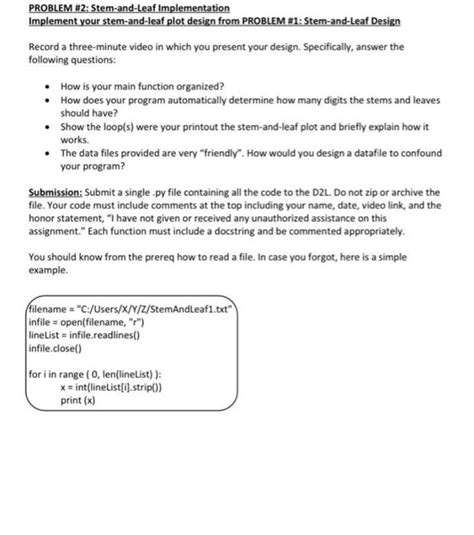 Solved PROBLEM Stem And Leaf Implementation Implement Chegg Com