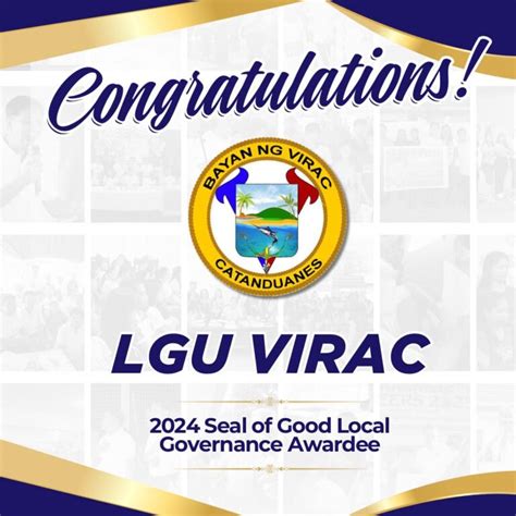Lgu Virac 2024 Seal Of Good Local Governance Awardee Municipality Of