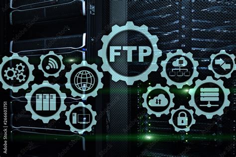 Ftp File Transfer Protocol Network Transfer Data To Server On Supercomputer Background Stock