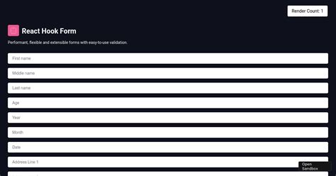 react hook form js codesandbox