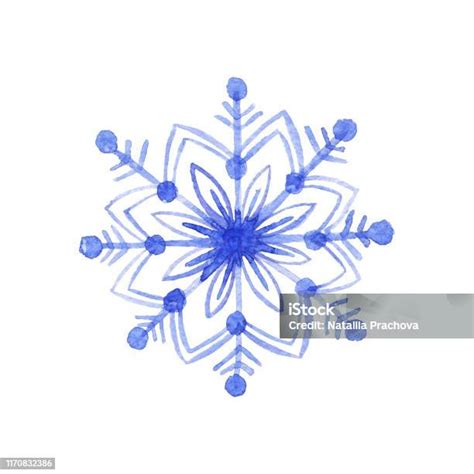 흰색 배경에 고립 된 손으로 그린 수채화 블루 동결 눈송이 12월에 대한 스톡 벡터 아트 및 기타 이미지 12월 1월