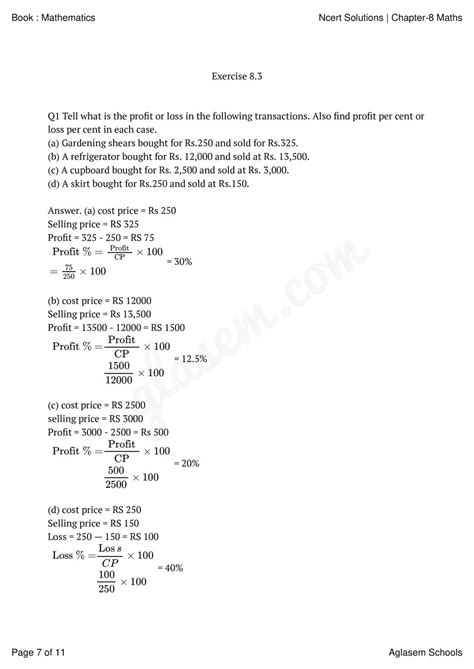 ncert solutions class 7 maths chapter 8 comparing quantities