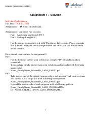 Computer Programming Assignment 1: Hardware, Software, and Error | Course Hero