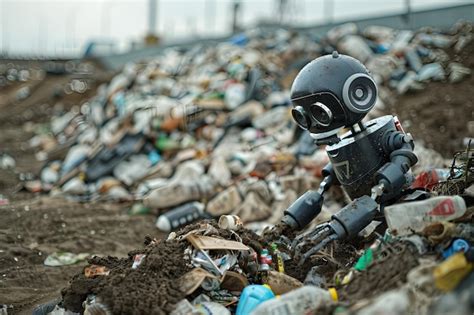 Premium Photo Robot In A Garbage Dump Reducing Waste With Artificial
