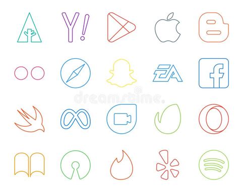 20 Social Media Icon Pack Including Facebook Swift Safari Facebook Editorial Stock Photo