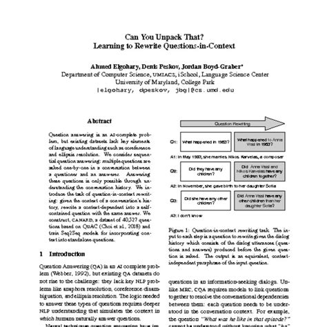 Can You Unpack That Learning To Rewrite Questions In Context Acl Anthology