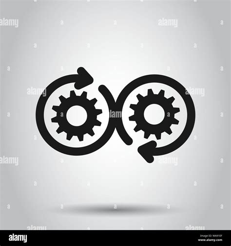 Development Icon In Flat Style Devops Vector Illustration On Isolated Background Cog With