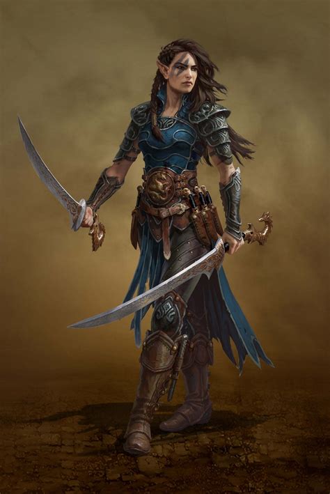 Elf Fighter Dual Wield Heroic Fantasy Fantasy Warrior Fantasy Women