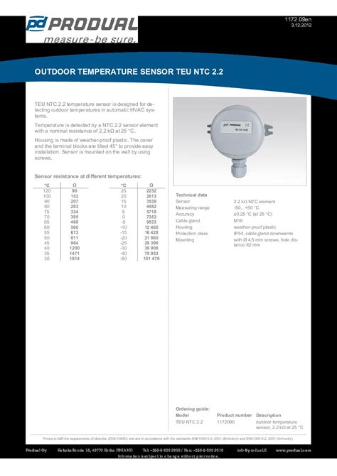 Teu Ntc 2 2 Sensore Ntc 2 2 Temp Aria Esterno Waytec