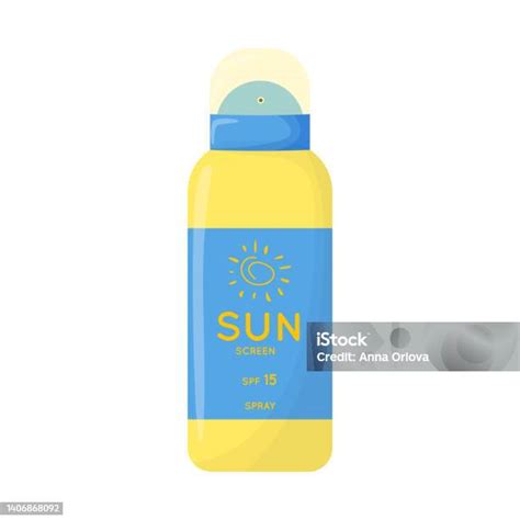 스킨 케어 제품 태양 안전 자외선 차단 스프레이 Spf를 가진 자외선 차단제 제품의 관 여름 화장품 흰색 배경에 격리된 플랫 벡터 일러스트레이션입니다 개념에 대한 스톡 벡터