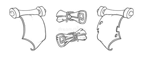 Ancient Scroll Sketches Torn Paper Scrolls For Games Stock Vector