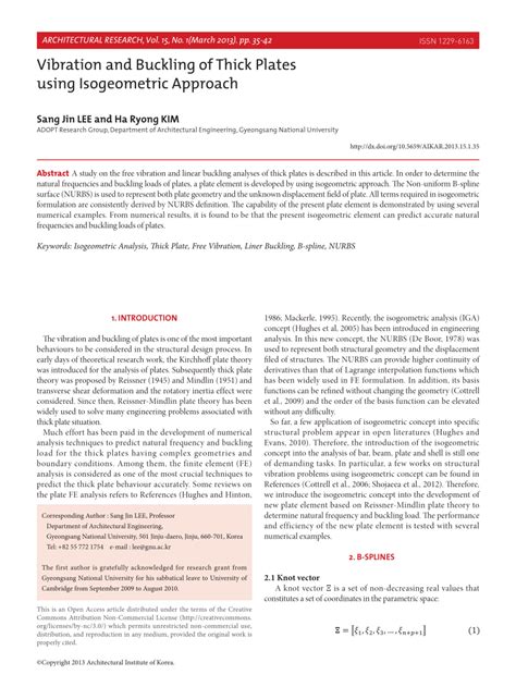 Pdf Vibration And Buckling Of Thick Plates Using Isogeometric Approach