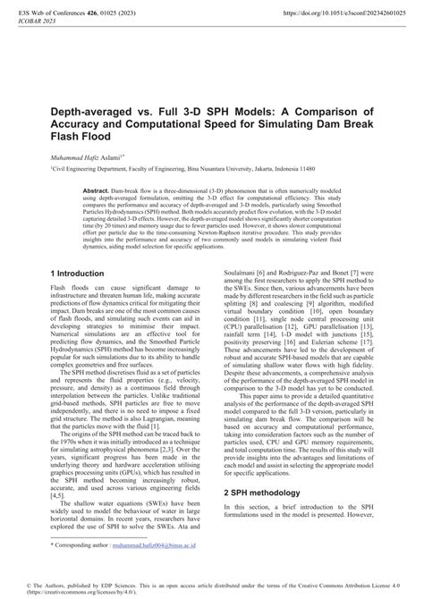 Pdf Depth Averaged Vs Full 3 D Sph Models A Comparison Of Accuracy