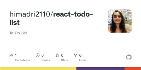 GitHub Himadri React Todo List To Do List
