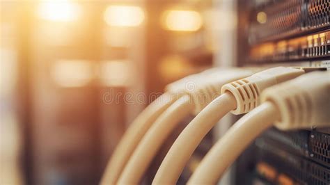 Network Cables Connecting To Network Switches In Modern Data Center Stock Image Image Of