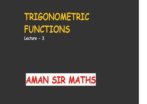 SOLUTION Trigonometric Functions Sign Scheme Range Trigonometric Table Class Jee Studypool