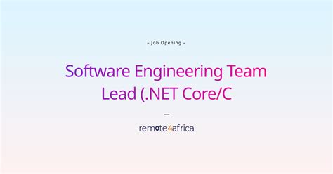 Remote Software Engineering Team Lead Net Corec Job At Human Resource Services Company