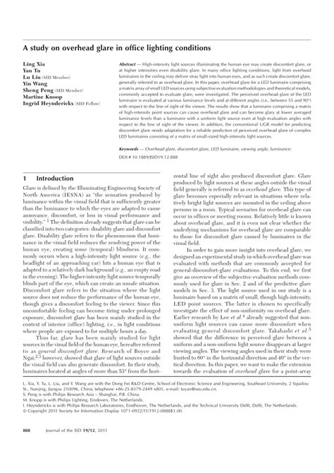 PDF A Study On Overhead Glare In Office Lighting Conditions