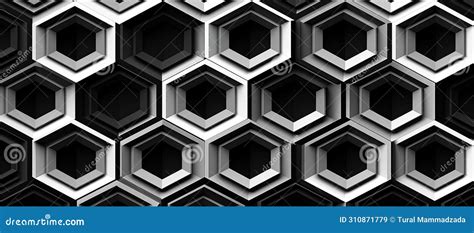 A Monochromatic Hexagonal Pattern In Black And Grey Hues On A Textile Flooring Stock