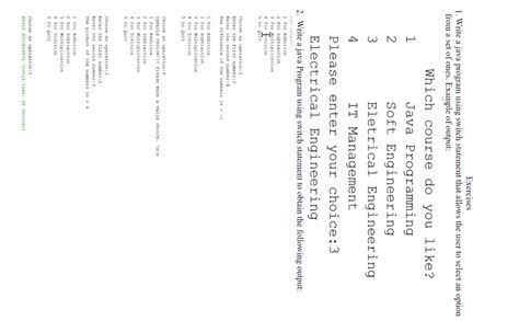 Solved Exercises 1 Write A Java Program Using Switch
