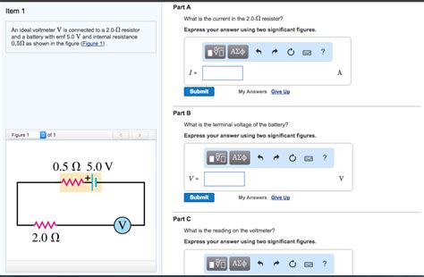 Solved An Ideal Voltmeter V Is Connected To A 2 0 Ohm