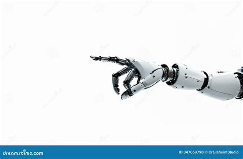 robot arm with hand pointing ai technology white humanoid android