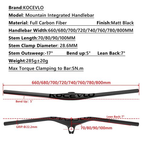 Kocevlo แฮนด์บาร์คาร์บอน 17 องศา รูปตัวเดียว 28 6 มม สําหรับจักรยาน