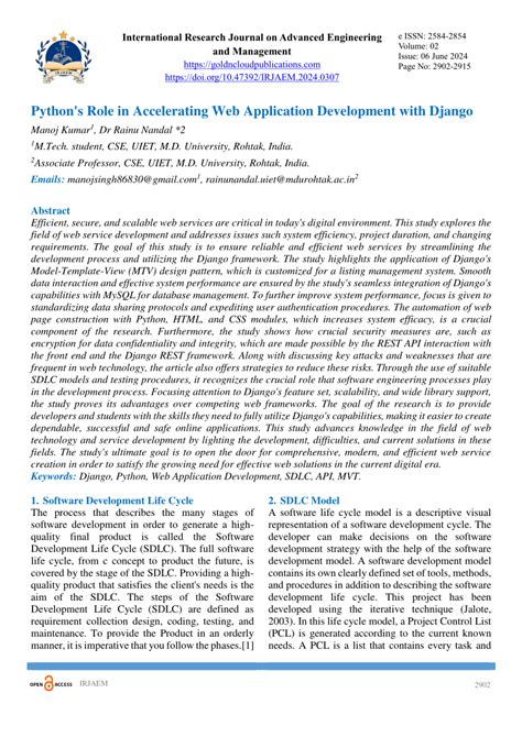 Pdf Pythons Role In Accelerating Web Application Development With Django