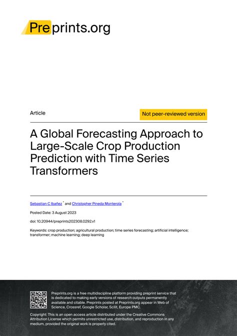 Pdf A Global Forecasting Approach To Large Scale Crop Production