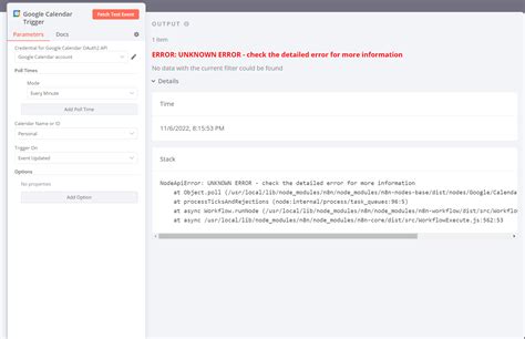 Error When Fetching Test Event Of A Google Calendar Trigger Questions N N Community