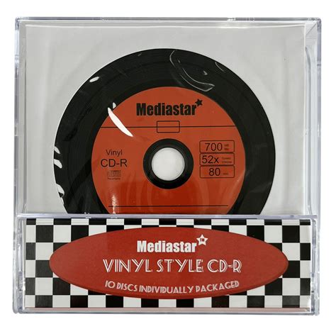 Mediastar Black Vinyl Style Cd R X10 Pack Retro Style Media
