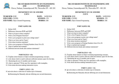 Cse Ii Oop Qp Pdf Object Oriented Programming Method Computer Programming