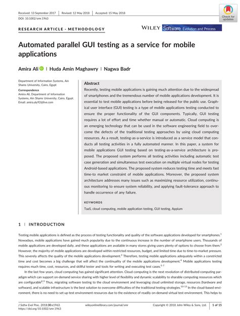PDF Automated Parallel GUI Testing As A Service For Mobile Applications
