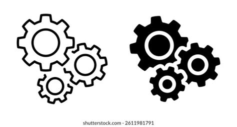 Multiple Gears Icon System Integration Silhouette Stock Vector Royalty