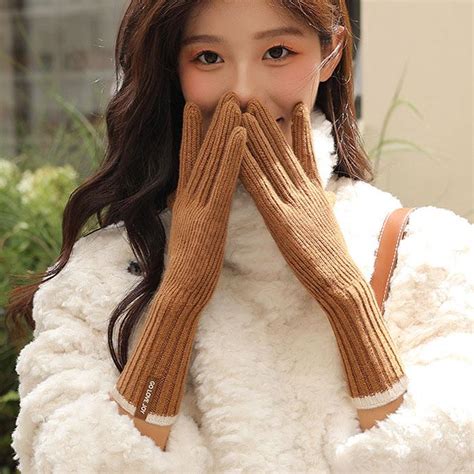 랄라닷 캐시미어 울 니트 장갑 여성 겨울 터치 손가락 스마트폰 장갑 털장갑