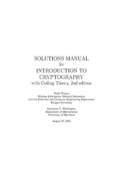 solutions manual introduction to cryptography solutions manual for