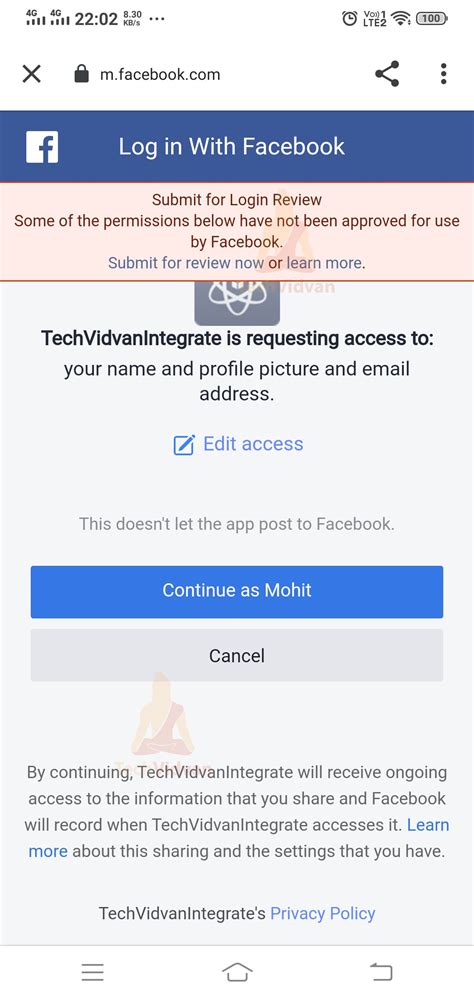 Android Facebook Integration Techvidvan