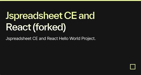 Jspreadsheet Ce And React Forked Codesandbox