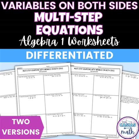 Solving Multi Step Equations Variables On Both Sides Differentiated