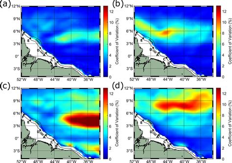 Maps Of The Seasonal Coefficient Of Variation In The A B Mode 1 And