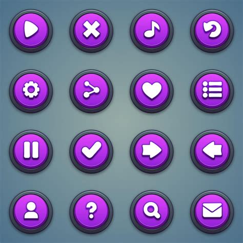 Premium Vector Set Of Purple Buttons For Mobile Games Game Interface
