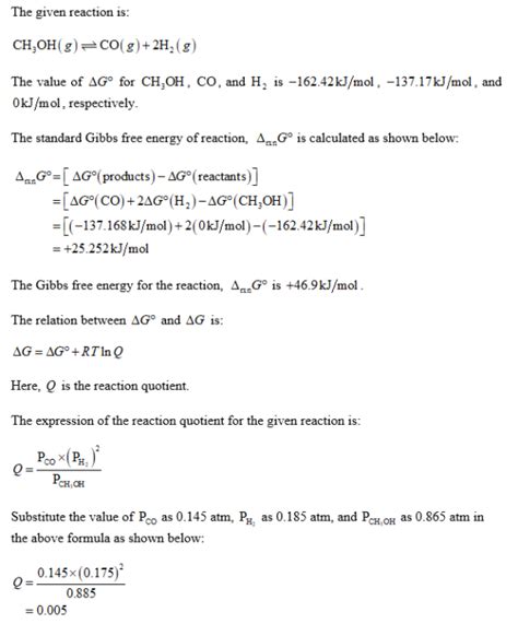 Consider The Following Reaction Ch3oh G ⇌co G 2h2 G Part A Calculate