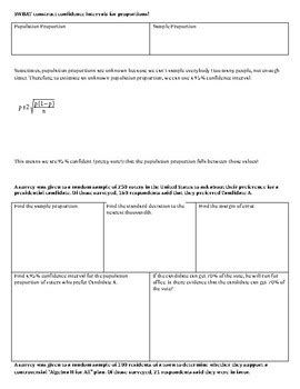 Confidence Intervals For Proportions By David Prince TPT