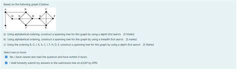 Solved Based On The Following Graph G Below А B с D E н G F